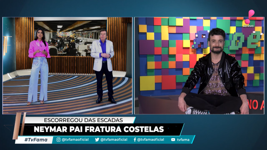 Os apresentadores Nelson Rubens, Fefito e Flávia Noronha no comando do ...